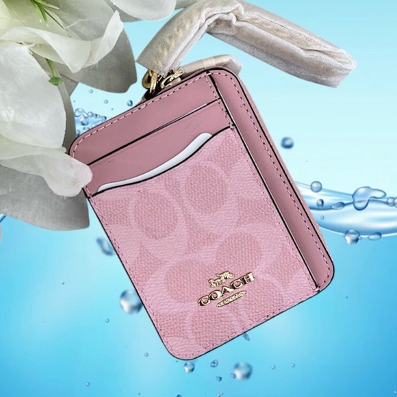 Coach | Bags | Coach Limited Zip Card Case In Signature Canvas Powder ...